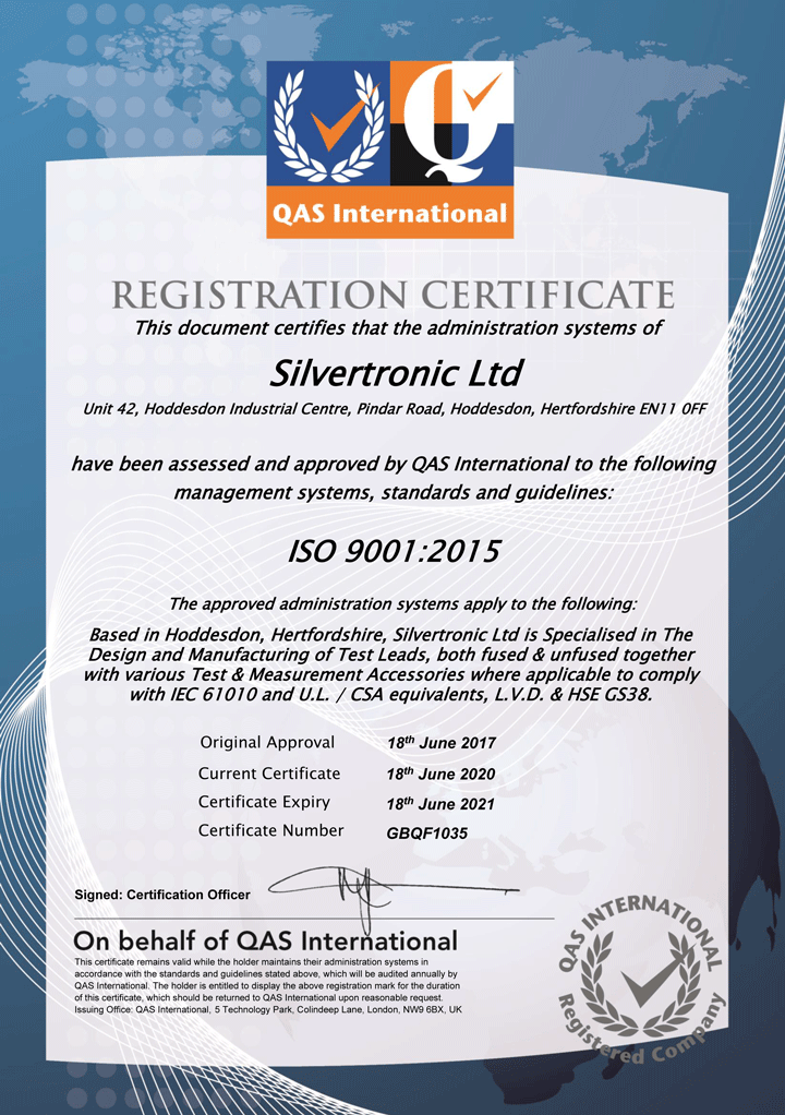 Quality Certificate - Silvertronic